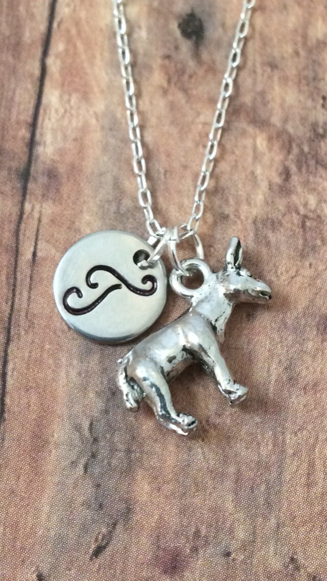 Donkey initial necklace donkey jewelry silver donkey