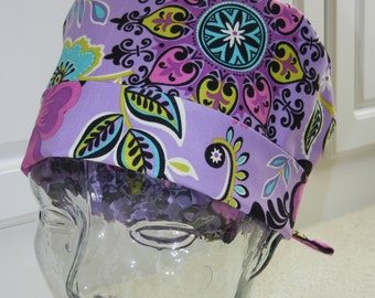 Tie Back Surgical Scrub Hat in Silver Linings by juliesthings