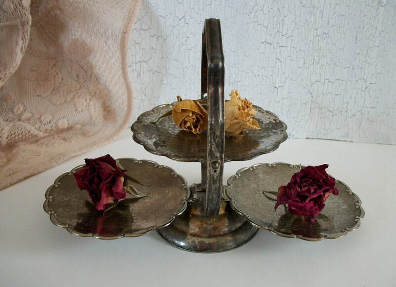 Silver Plated Mini Tiered Folding Serving Tray Tiny Tidbit Plates ...