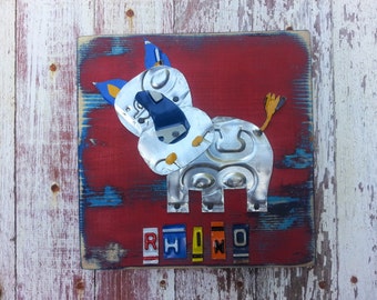 Rustic Moose Cabin Lodge Decor Recycled License Plate Art