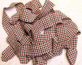 1 yard Homespun Cotton Fabric Ribbon Red Cream Small Check