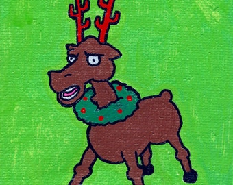 Reindeer painting | Etsy