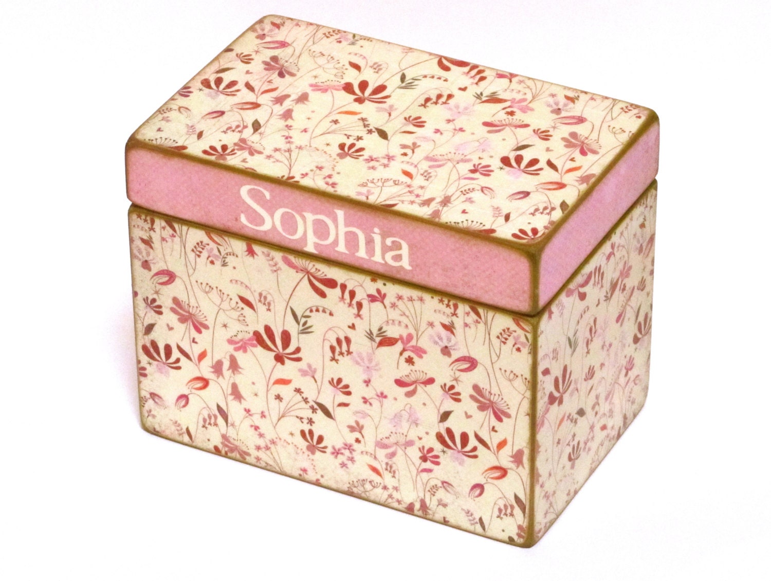 Girls Keepsake Box Wood Treasure Box Pink by KelleysPaperCrafts