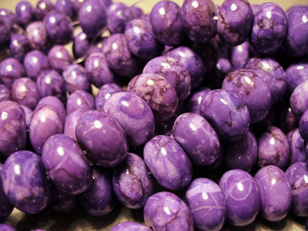 Web Jasper Beads Gemstone Purple Rondelle by ExtremeBeadOverload