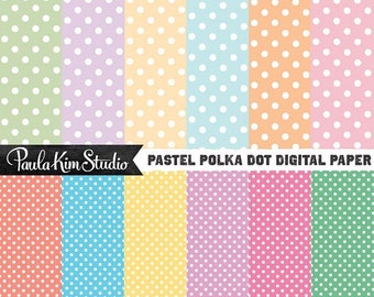 60% OFF SALE Polka Dot Digital Paper Pastel Background Image Clipart ...
