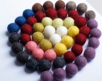 100% Wool Felt Balls 100 pc pick your colors 1' 2.3 cm by 8natur