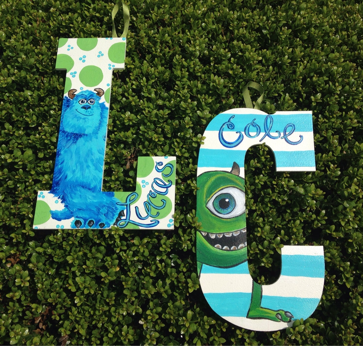 HAND PAINTED 13 letters Monsters Inc