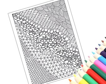 PDF Coloring Book Zentangle Inspired Printable INSTANT