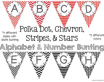 Primary Color Polka Dot Alphabet and Number Bunting