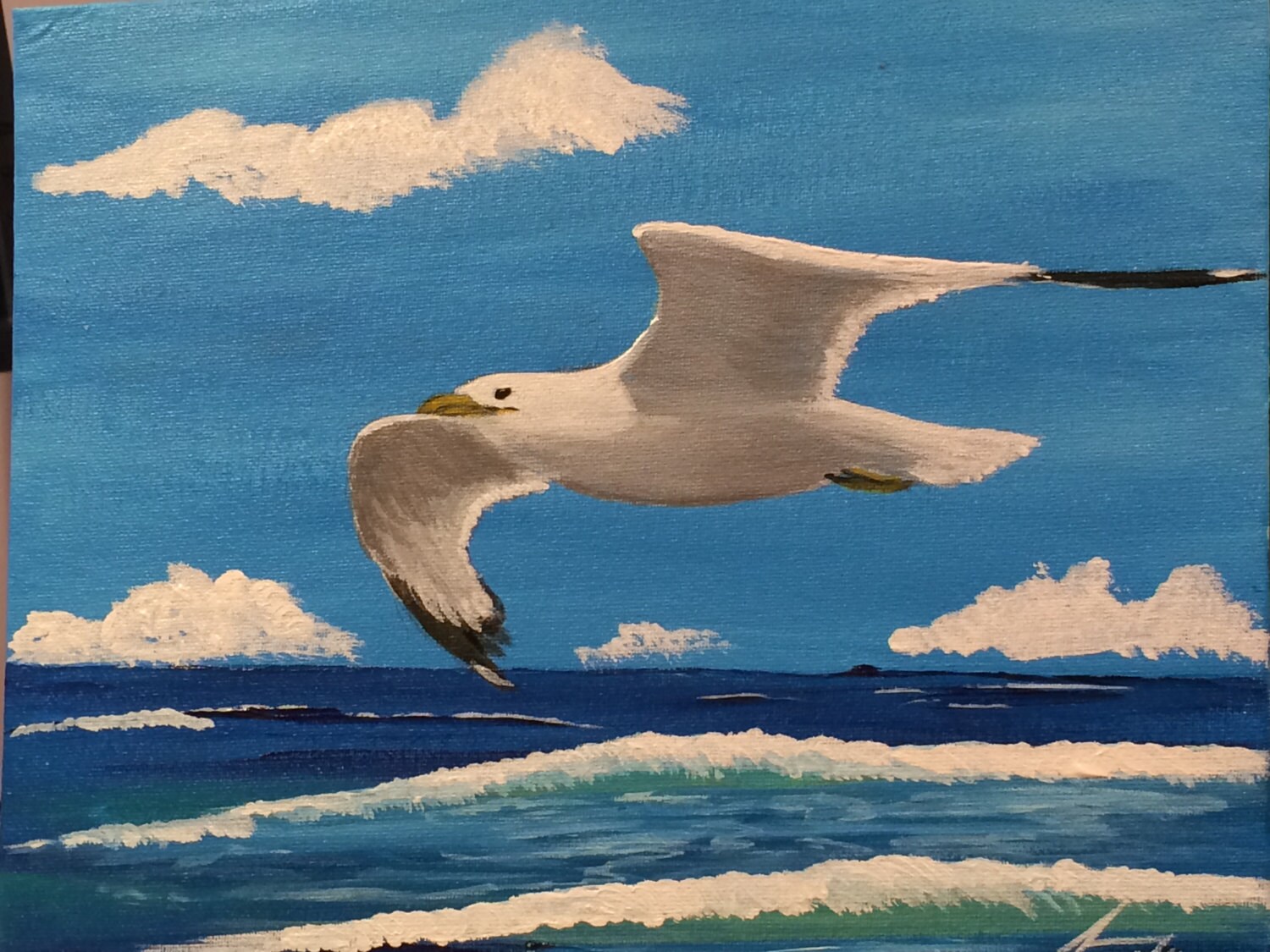 Seagull in Flight Original Painting