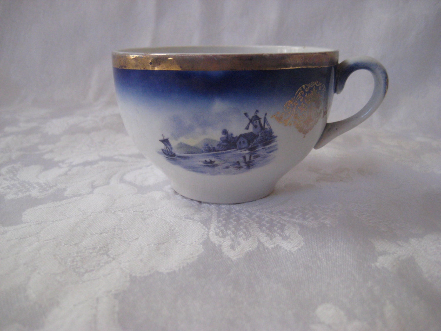 Antique Holland teacup, Dutch teacup, cobalt blue teacup, vintage ...
