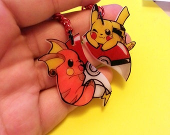 Pikachu and Raichu Friendship keychains