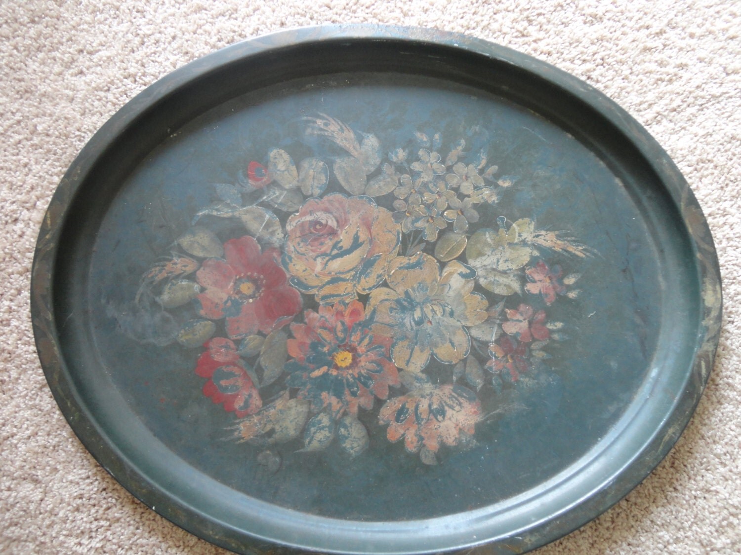 Vintage Tole Painted Oval Tray – Haute Juice