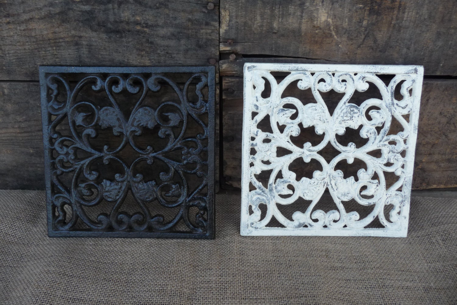 CHOOSE Color Cast Iron Floral Square Trivet by RusticBoardwalk