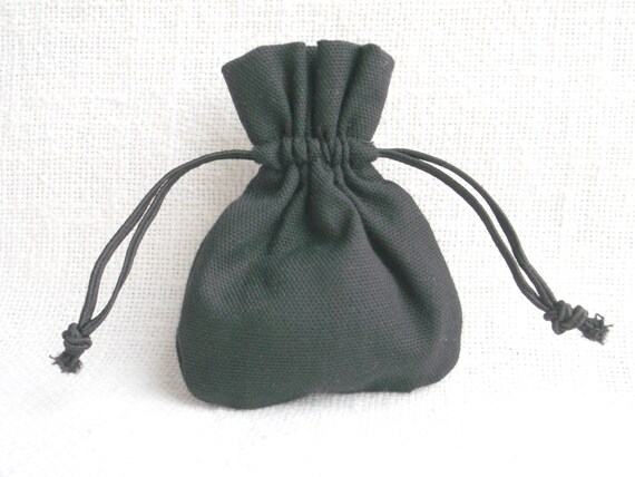 Very small black cotton drawstring bag Cotton favor by MadebyInese