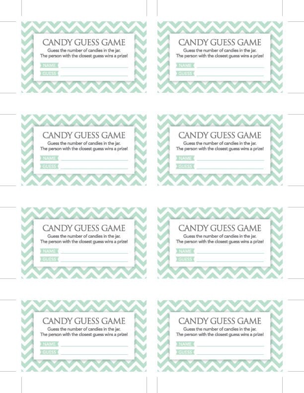 Instant Download Mint Green Candy Guessing Game by Studio20Designs