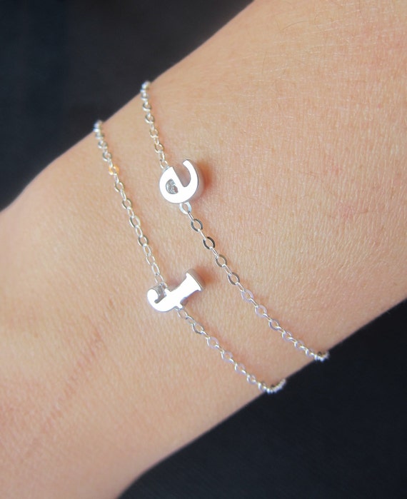 LowercaseTwo Initials Bracelet Sterling silver Chain Boy