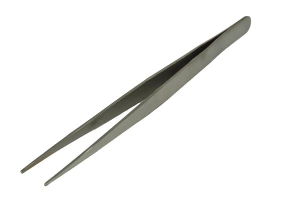 7 Long Medium Tip Straight Utility Tweezers Stainless