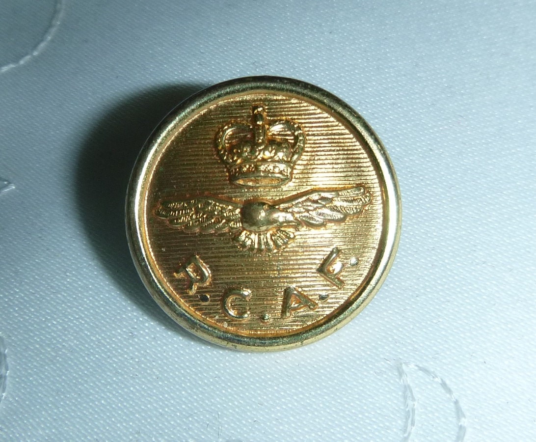 Vintage 50s RCAF Military Brass Button Royal Canadian Air