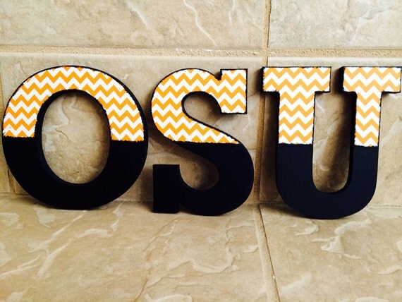 Items similar to OSU Chevron Wooden Letters on Etsy