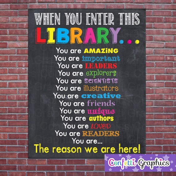 When You Enter This Library Book Reading Center Teacher Sign