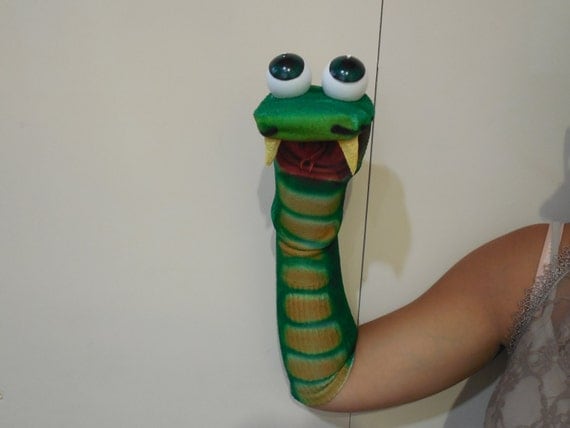 Items similar to Hand made, custom designed snake sock puppet on Etsy