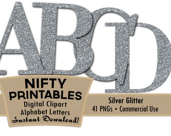 Gold Glitter Alphabet Letters Set Elegant by NiftyPrintables