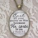 Oval Bible Verse Pendant Necklace Cast all your anxiety