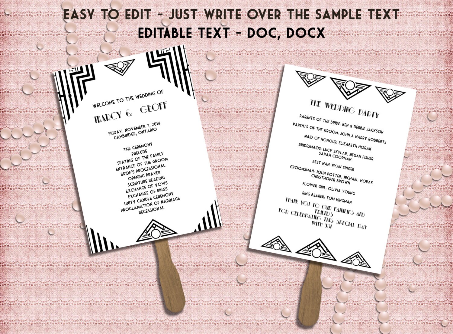 Printable Wedding Program Template – Art Deco Great Gatsby Inspired ...