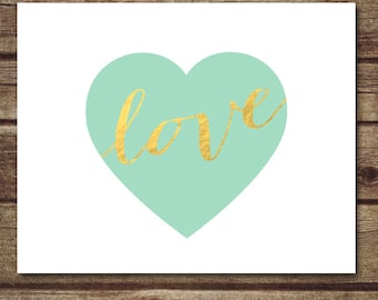 Mint green heart | Etsy