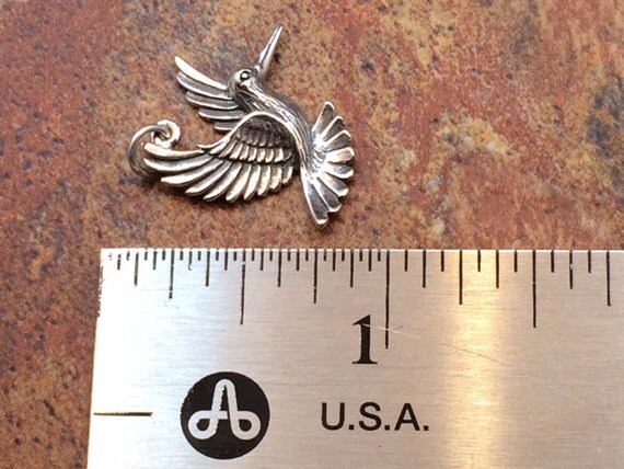Hummingbird Charm Lifelike Hummingbird Charm Sterling Silver