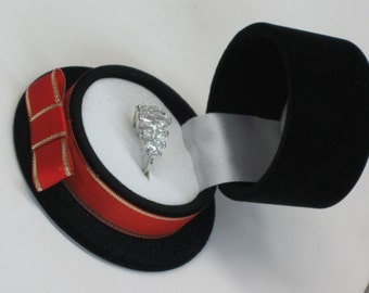 black velvet "graduation" ring box w/ outter box