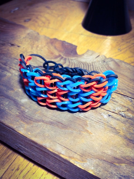 Triple Single Rainbow Loom Bracelet Orange Blue by DreamRainbow