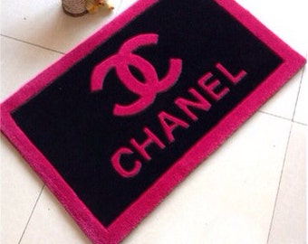 SPECIAL OFFER 140cm x 70cm Large Chanel logo Inspired Rectangular Black ...