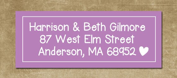 Purple Heart Address Labels Personalized Return Address