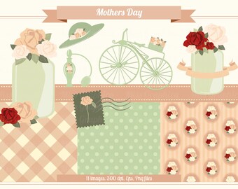 Mothers Day Clipart, Clip Art. Shabby Chic Clipart. Digital Papers ...