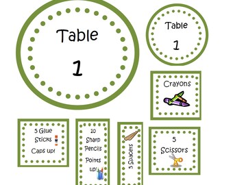 Custom Color Supply Bin Container Labels with Table Numbers - Table ...