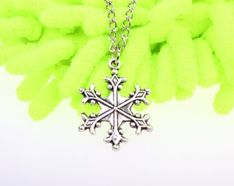 Sale~Silver Necklace~Snowflake Necklace, Solid Silver Necklace, Winter ...
