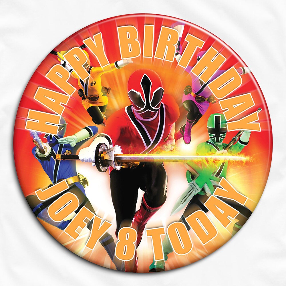 Power Rangers Samurai Birthday Pin Badge 58mm Personalised