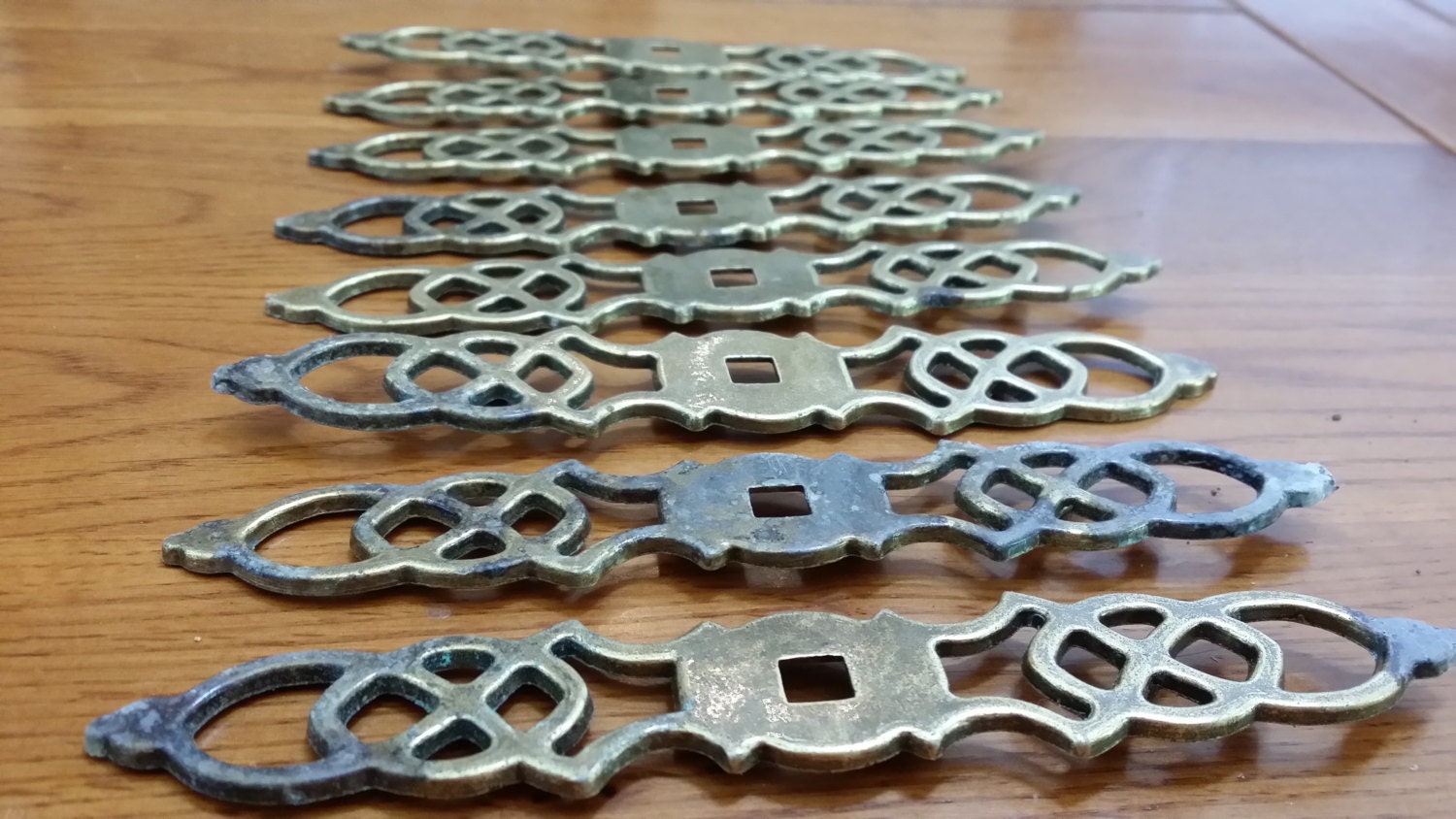 Set of 8 Vintage Ornate Drawer Cabinet Pull Plate Backer Great for ...
