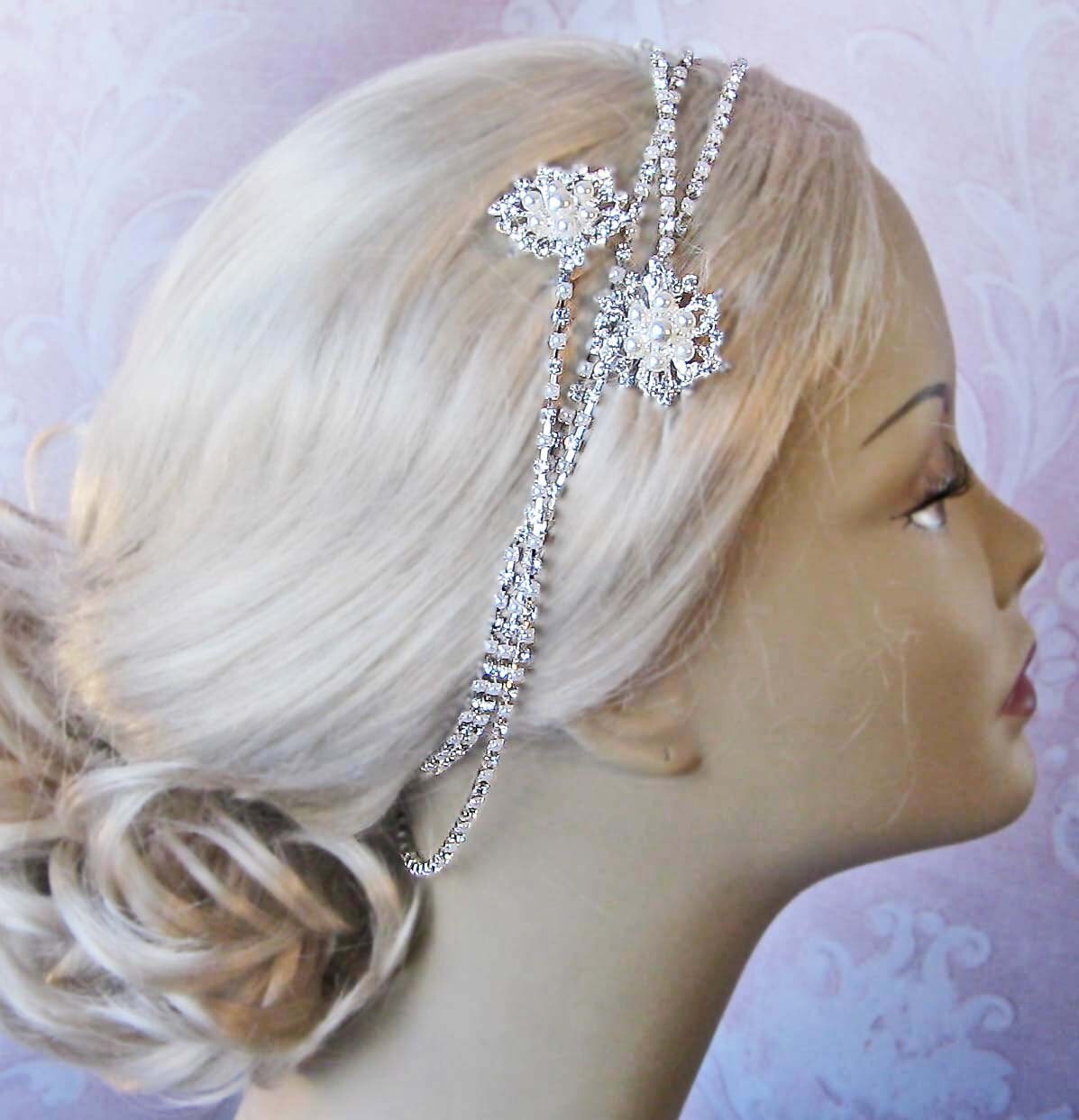 Crystal And Pearl Bridal Headband Wrap Headband By Theredmagnolia
