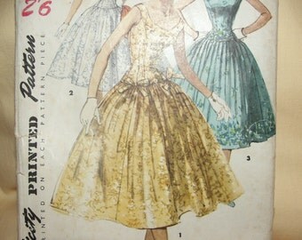 1950s Simplicity 1153 Sewing Pattern Ladies Party / Prom Dress Pattern ...