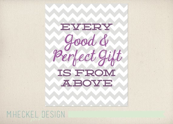 Items similar to Every Good & Perfect Gift Art Print - Nursery Wall Art ...