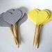 Yellow and Grey Heart Cupcake Toppers Dessert Table Baby