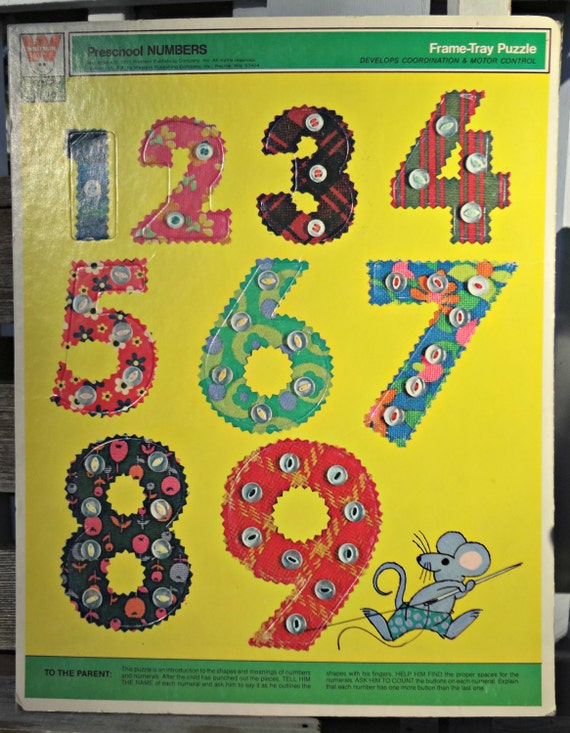 Items similar to Preschool NUMBERS tray puzzle,1-9 Whitman Pre-school ...