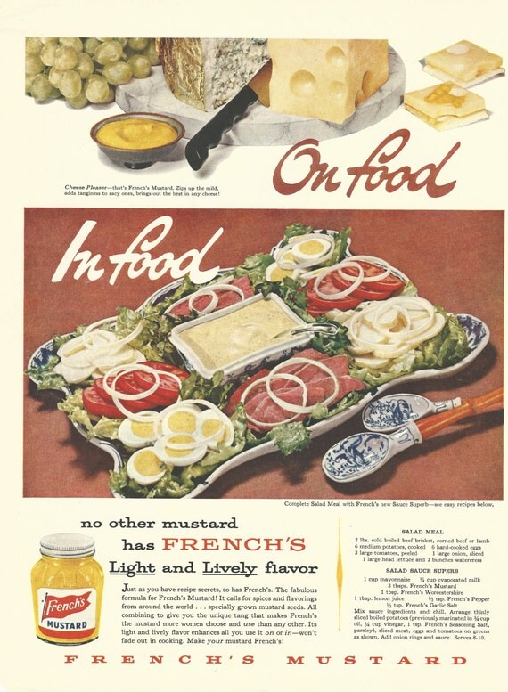 French's Mustard Original 1957 Vintage Print Ad by VintageAdarama