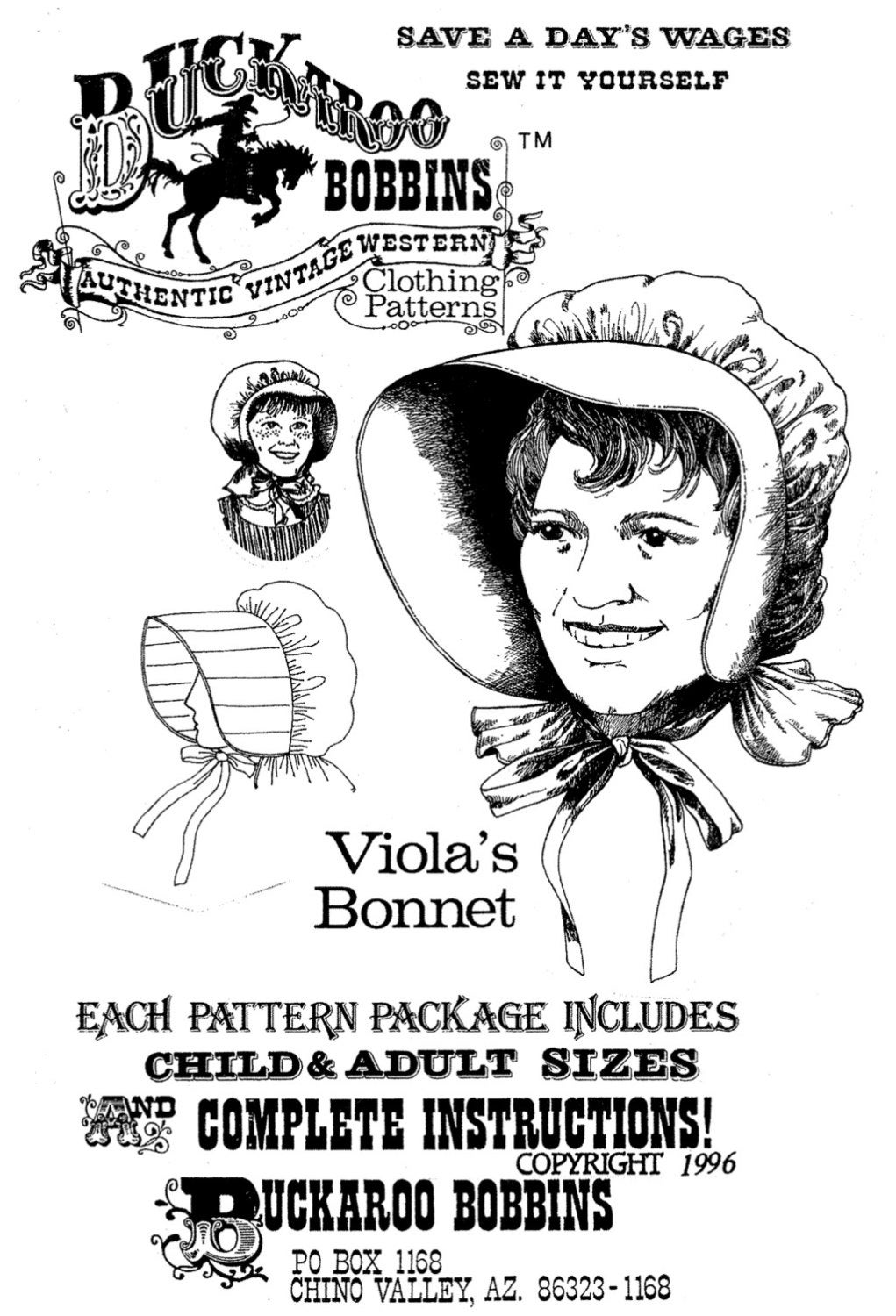 Viola's Sun Bonnet 1800s-1820s Style for Women & Girls - Buckaroo ...