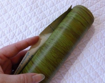 Vintage Contact Paper Green Faux Wood Grain Bark Magic Cover Vinyl 4 ...