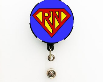 Nurse RN Superman Badge Reel Poker Chip Retractable ID Badge, Keychain ...