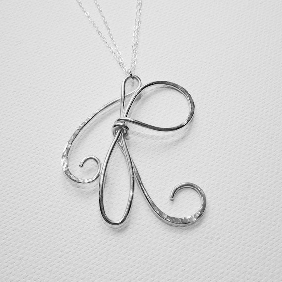 Initial Necklace Large Letter R Necklace Gold Letter R